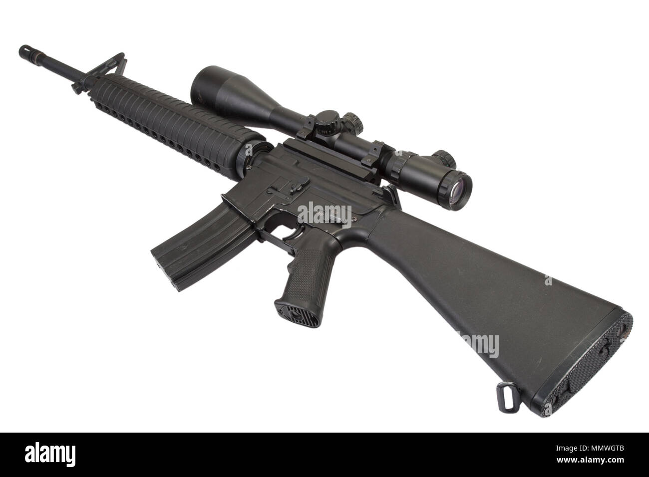 m16 rifle with telescopic sight isolated on a white background Stock ...