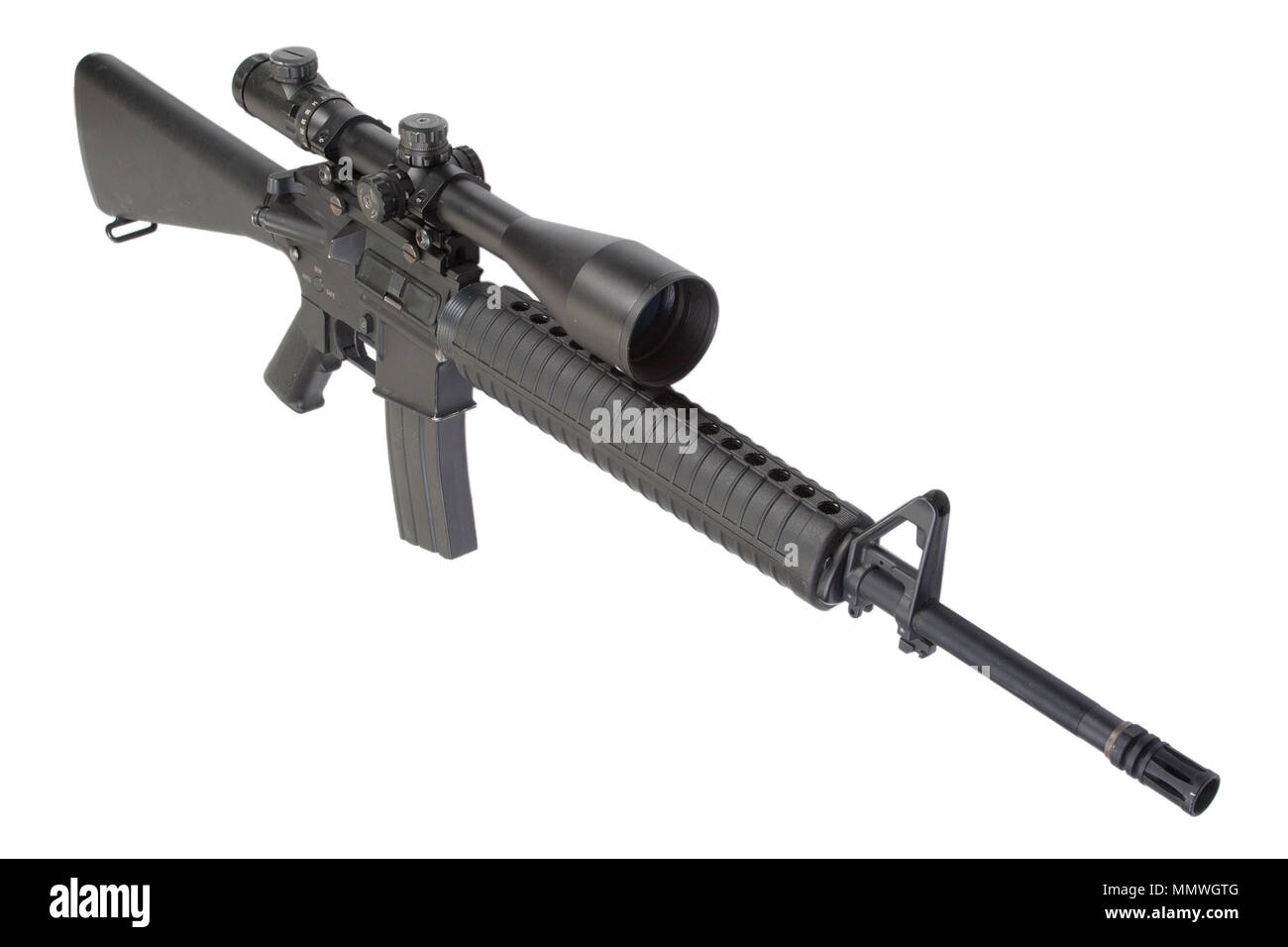 m16 rifle with telescopic sight isolated on a white background Stock ...