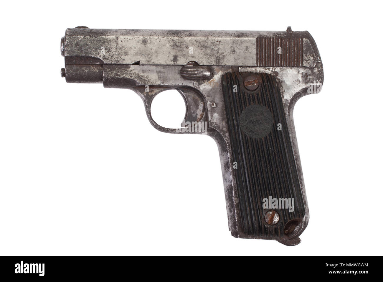 Old rusty handgun on white Stock Photo - Alamy