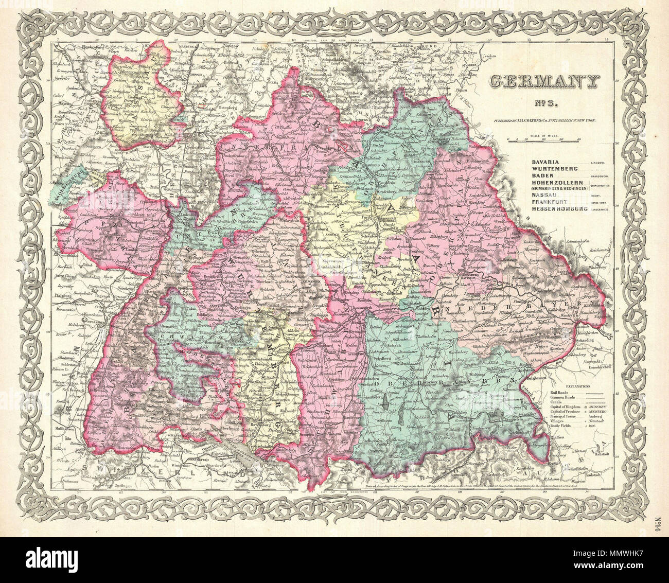 . English: A beautiful 1855 first edition example of Colton's map of ...