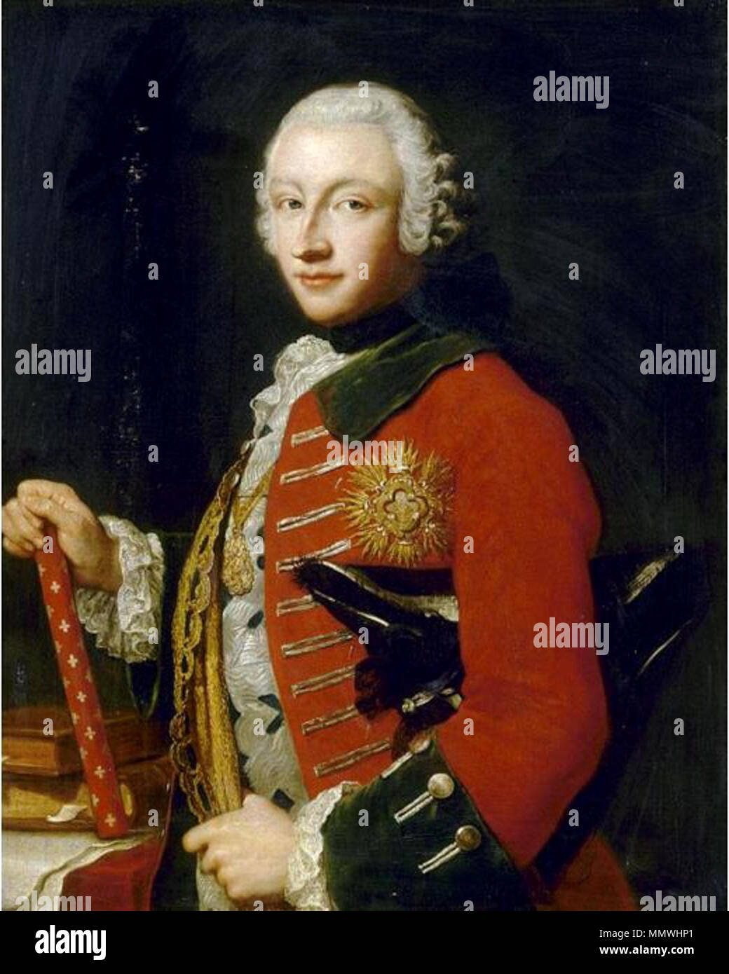 Victor Amadeus III of Sardinia wearing the badge and star of the Order ...