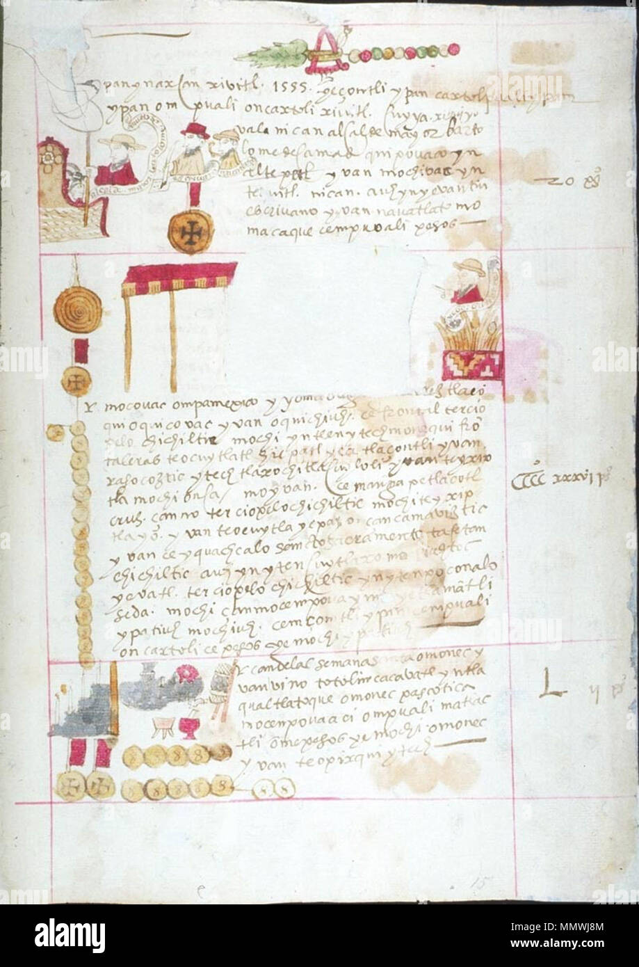 . English: Page of the Codex Sierra, a 16th century Mixtec manuscript ...