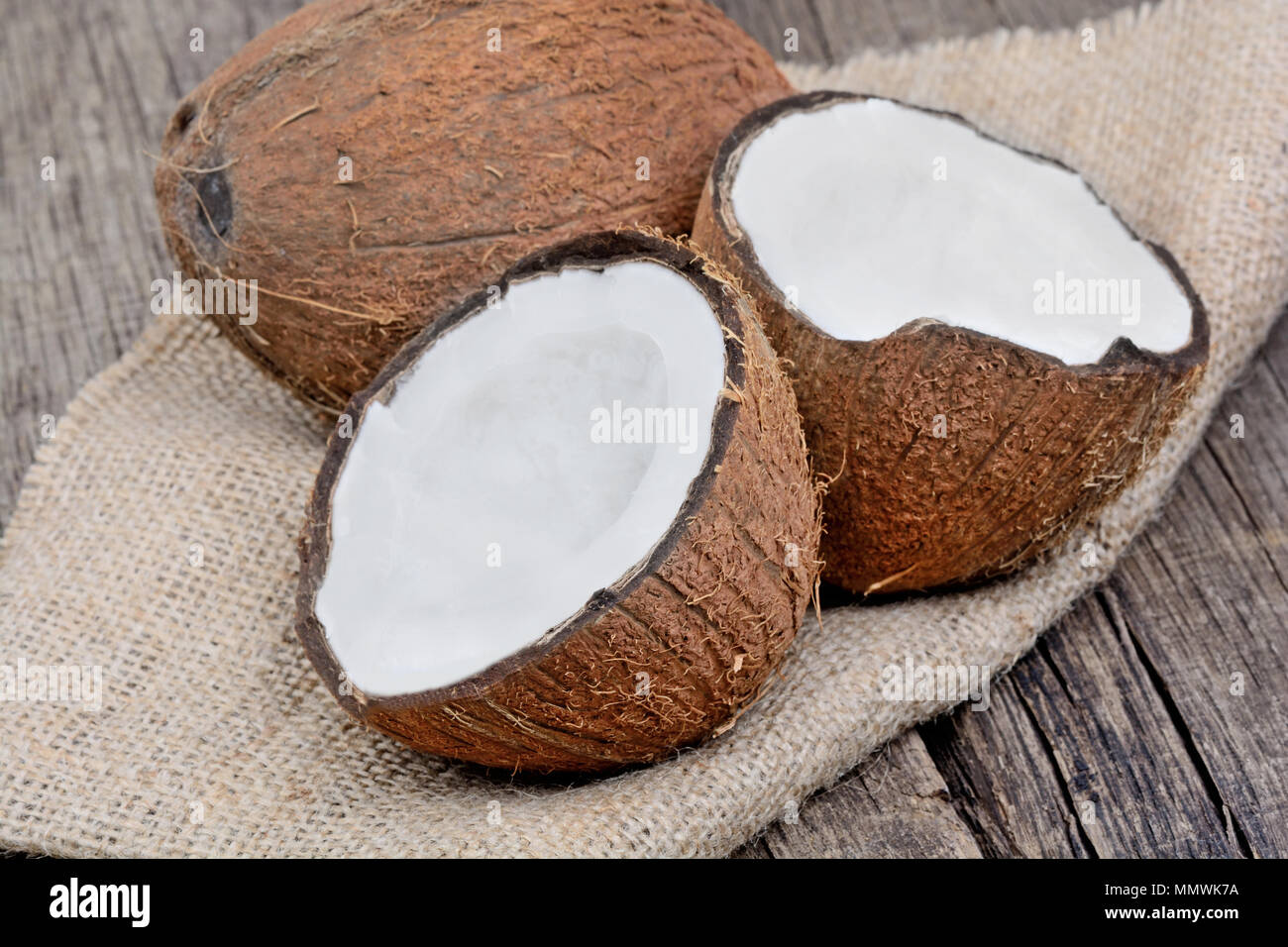 Half fresh coconut close hi-res stock photography and images - Alamy