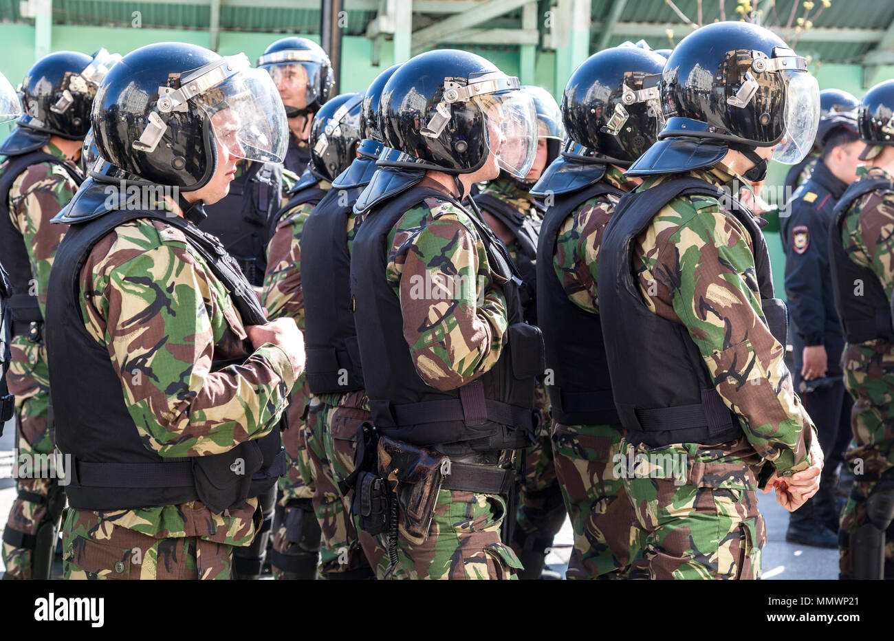 Samara, Russia - May 5, 2018: Special Forces soldiers of the police in ...
