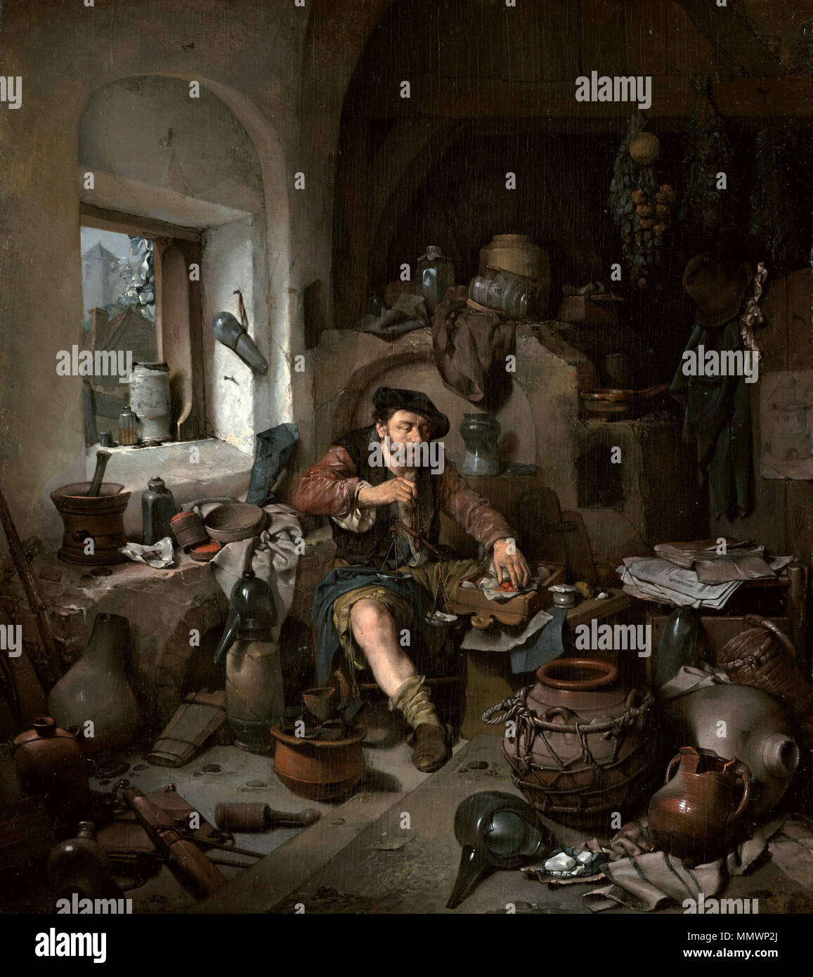 The Alchemist. 1663. Cornelis Pietersz. Bega - De Alchemist Stock Photo ...