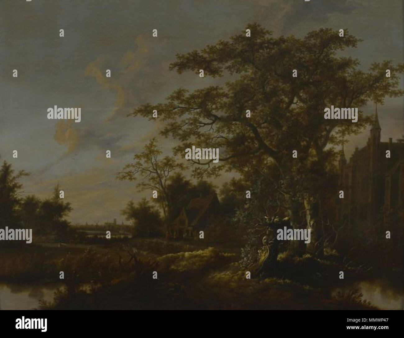 Fantasy landscape with Zuylen castle and city profile of Rotterdam ...