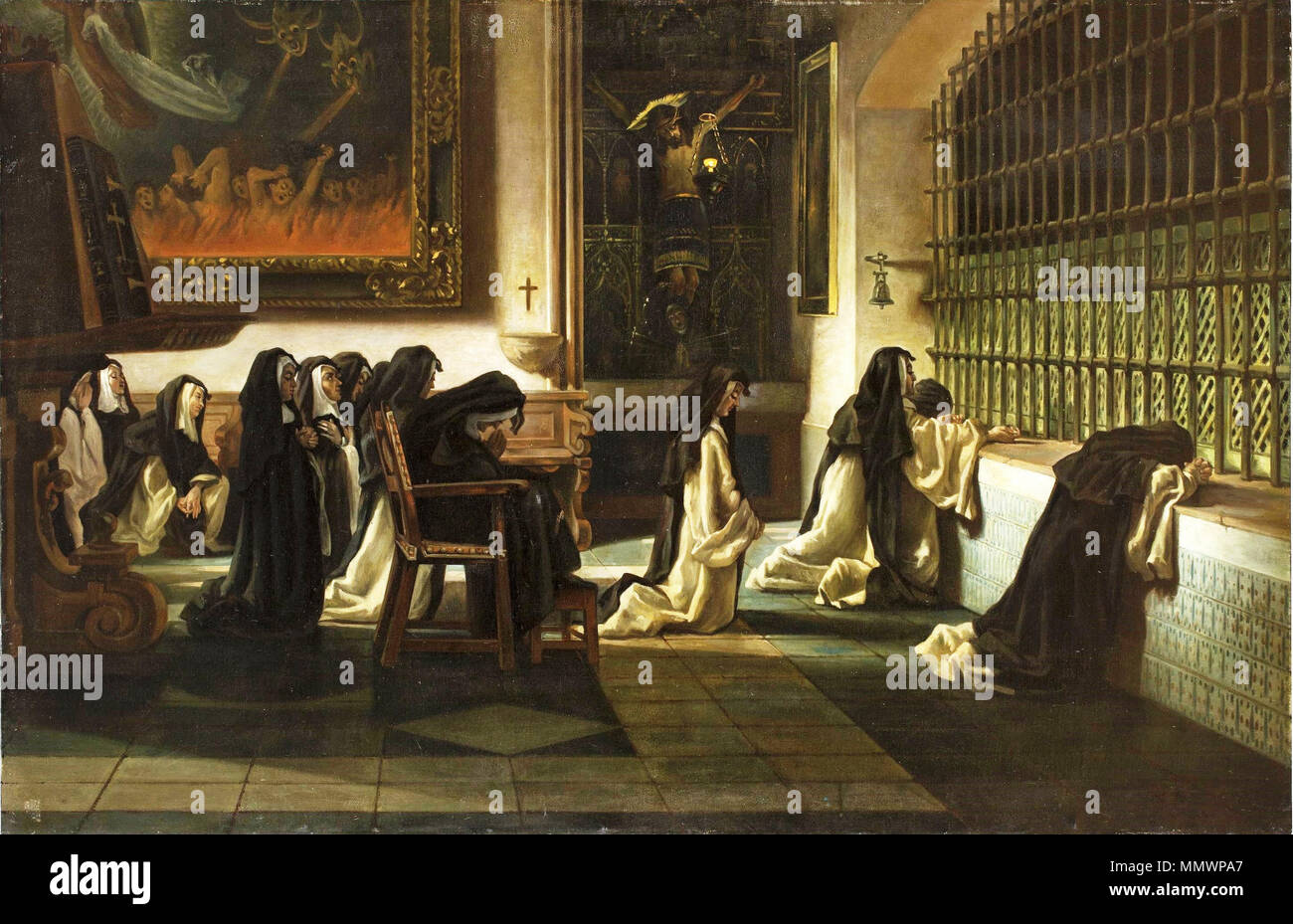 . Español: La obra representa a un grupo de monjas rezando en el coro ...