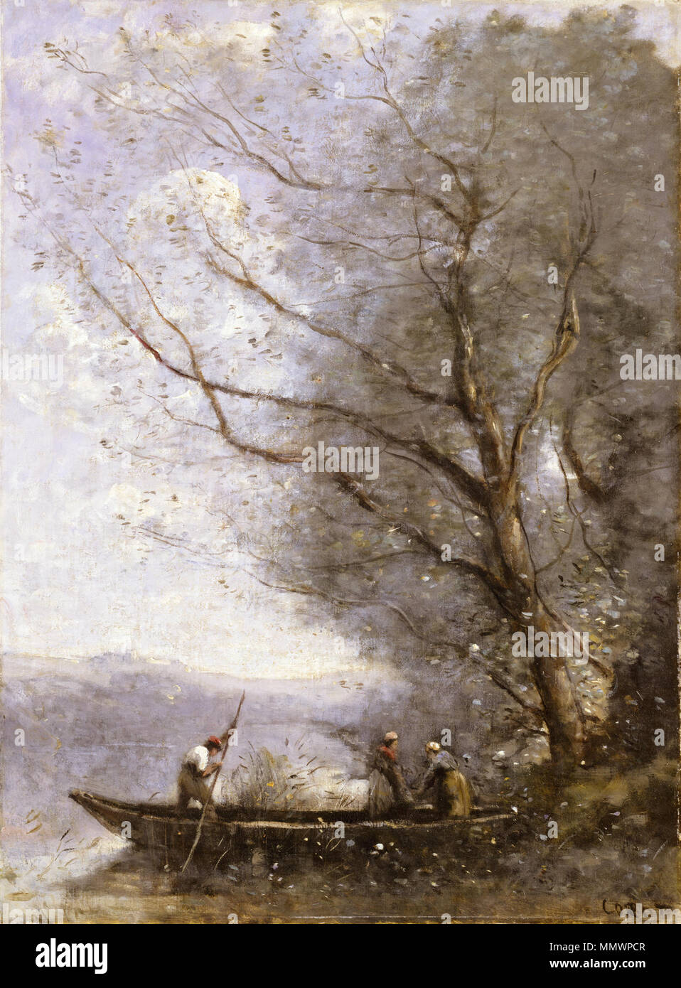 French: Le Batelier The Ferryman. circa 1865. Corot - The Ferryman ...