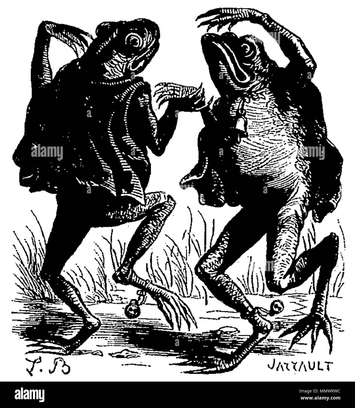 . English: Toads dancing at the sabbath, an illustration from the ...