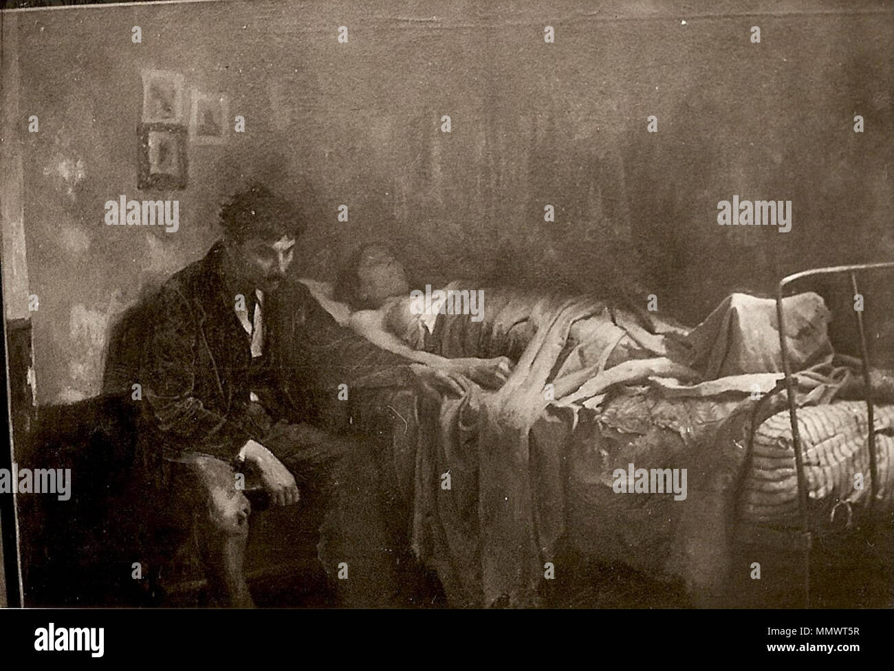 Spanish: La Miseria. 1886. Cristobal Rojas 2001 002 Stock Photo - Alamy