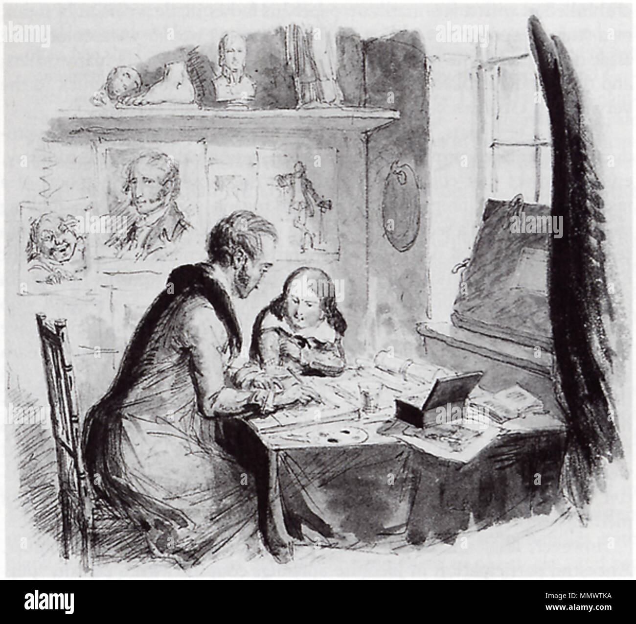 . English: George Cruikshank: Cruikshank and his Father, pen and ...