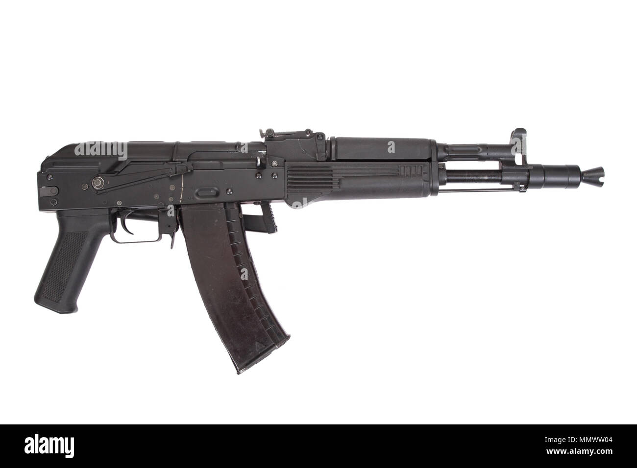 a new modern Kalashnikov assault rifle on white Stock Photo - Alamy