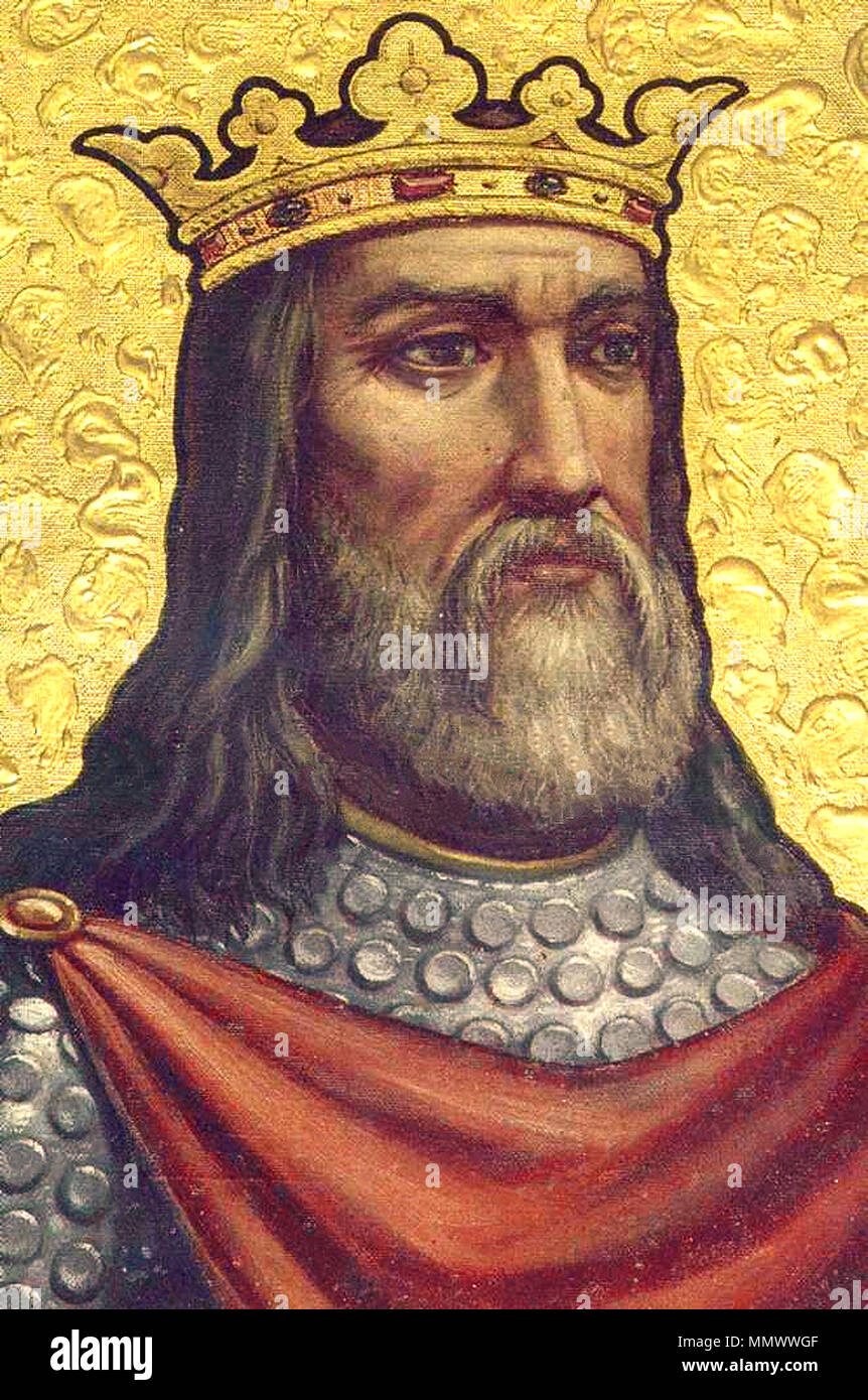 . English: 19th-century depiction of King Sahcho I of Portugal, on the ceiling of the Kings ...