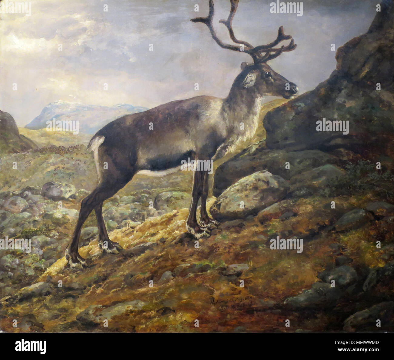 Reindeer. 1850. 'Reindeer' by Johan Christian Dahl, 1850, Bergen ...