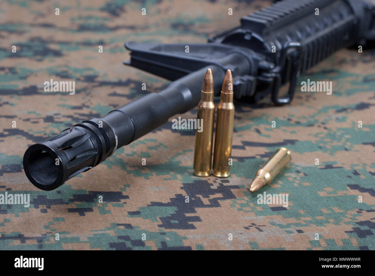 M4A1 carbine with cartridges on us marines camouflage uniform Stock ...