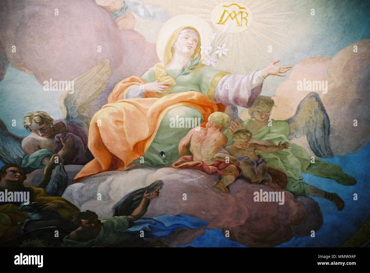. Glorie der hl. Anna, Fresko in der Annakirche Wien . 1751. Daniel ...