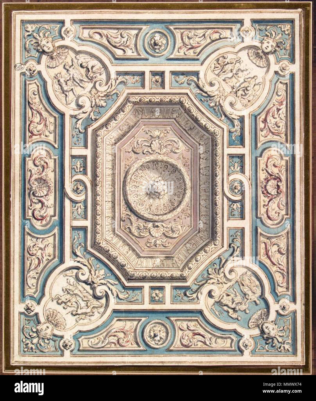 English: Design for a Ceiling . 1690s. Daniel Marot (I) - Design for a ...