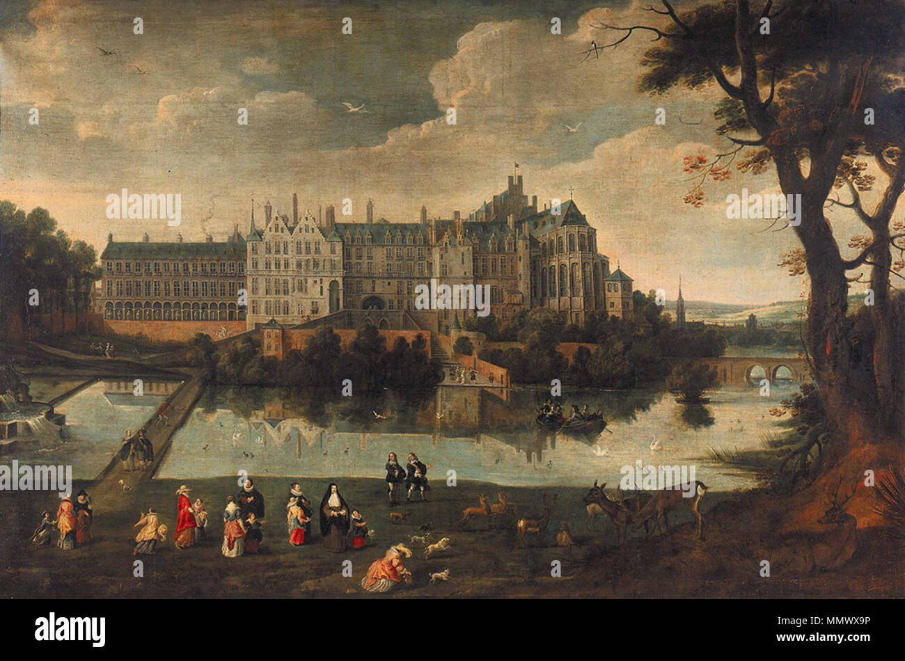 Infante Isabella in the gardens of the Coudenberg Palace. circa 1630 ...