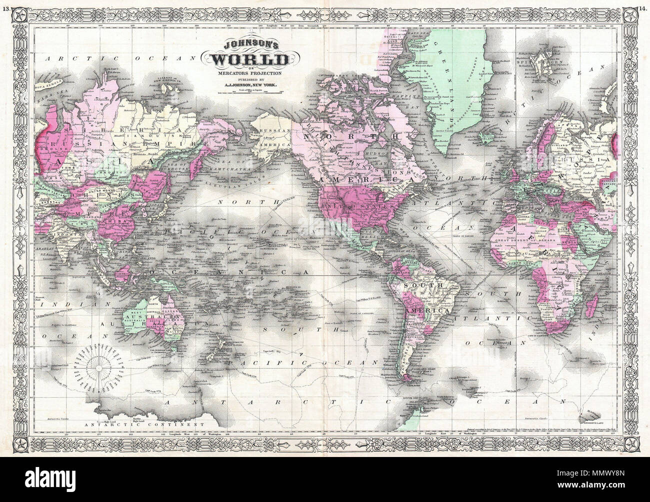 World map america centered hi-res stock photography and images - Alamy