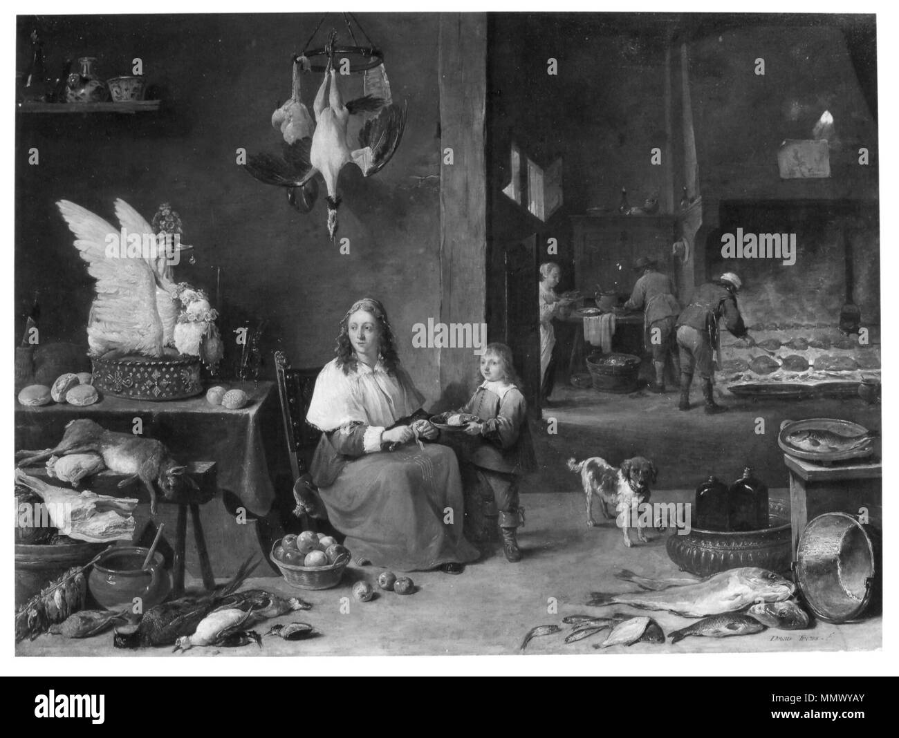 Dutch 17th century art kitchen Black and White Stock Photos & Images ...