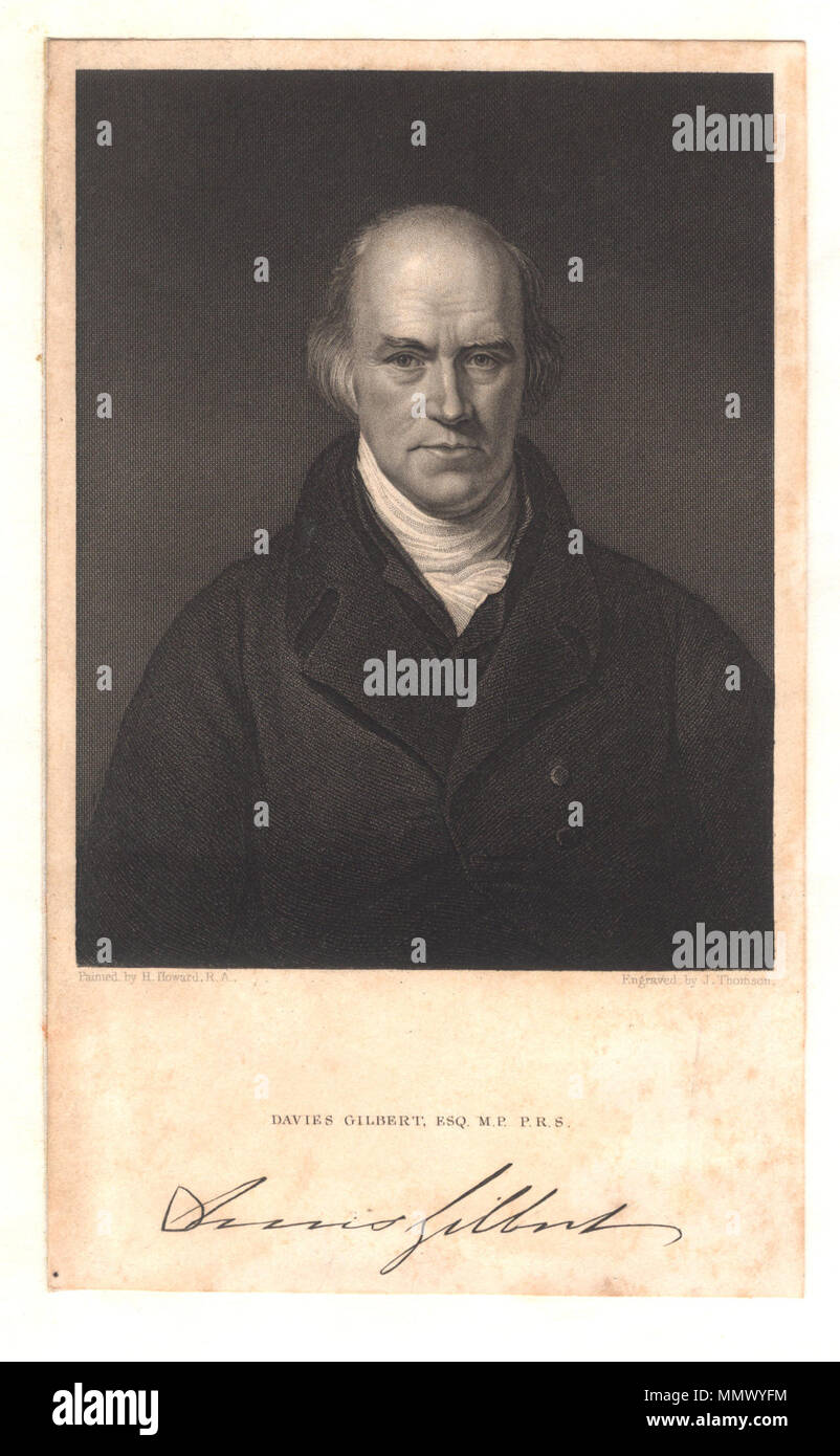 . Engraving of Davies Gilbert . undated. Painting by Henry Howard RA ...