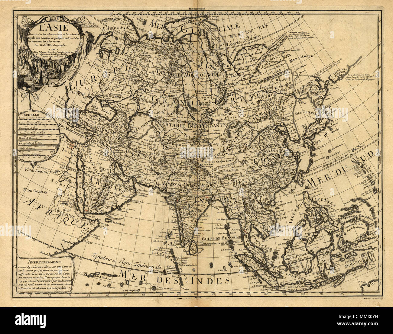 . French cartographer Delisle - L'Asie Stock Photo - Alamy
