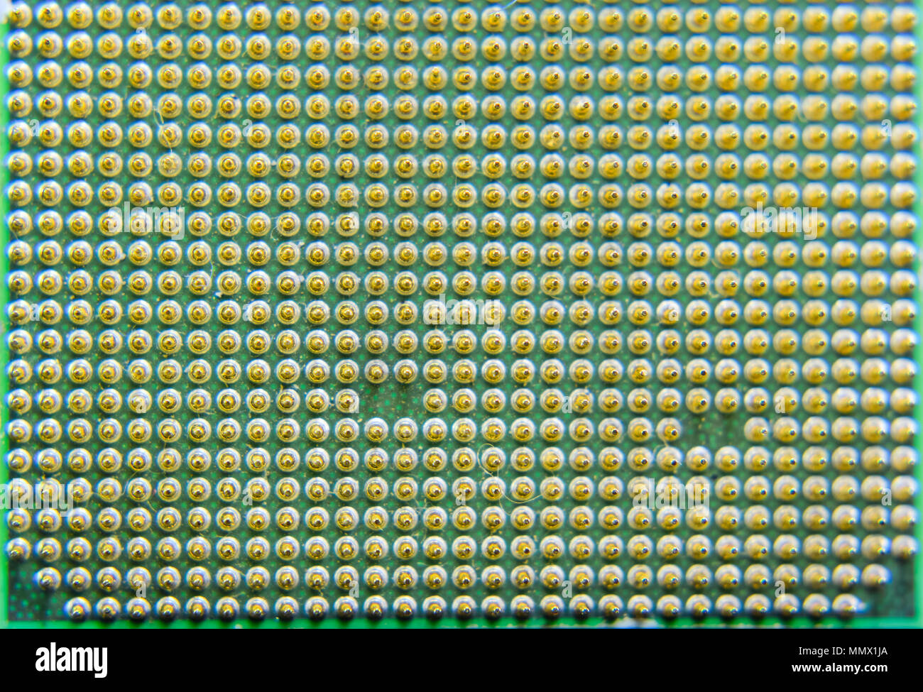 Computer processor, contact feet. Electronic board with electrical ...