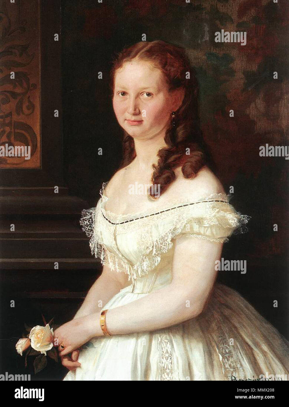 . English: Young Girl with Roses . 1868. Benczur, Gyula - Young Girl ...