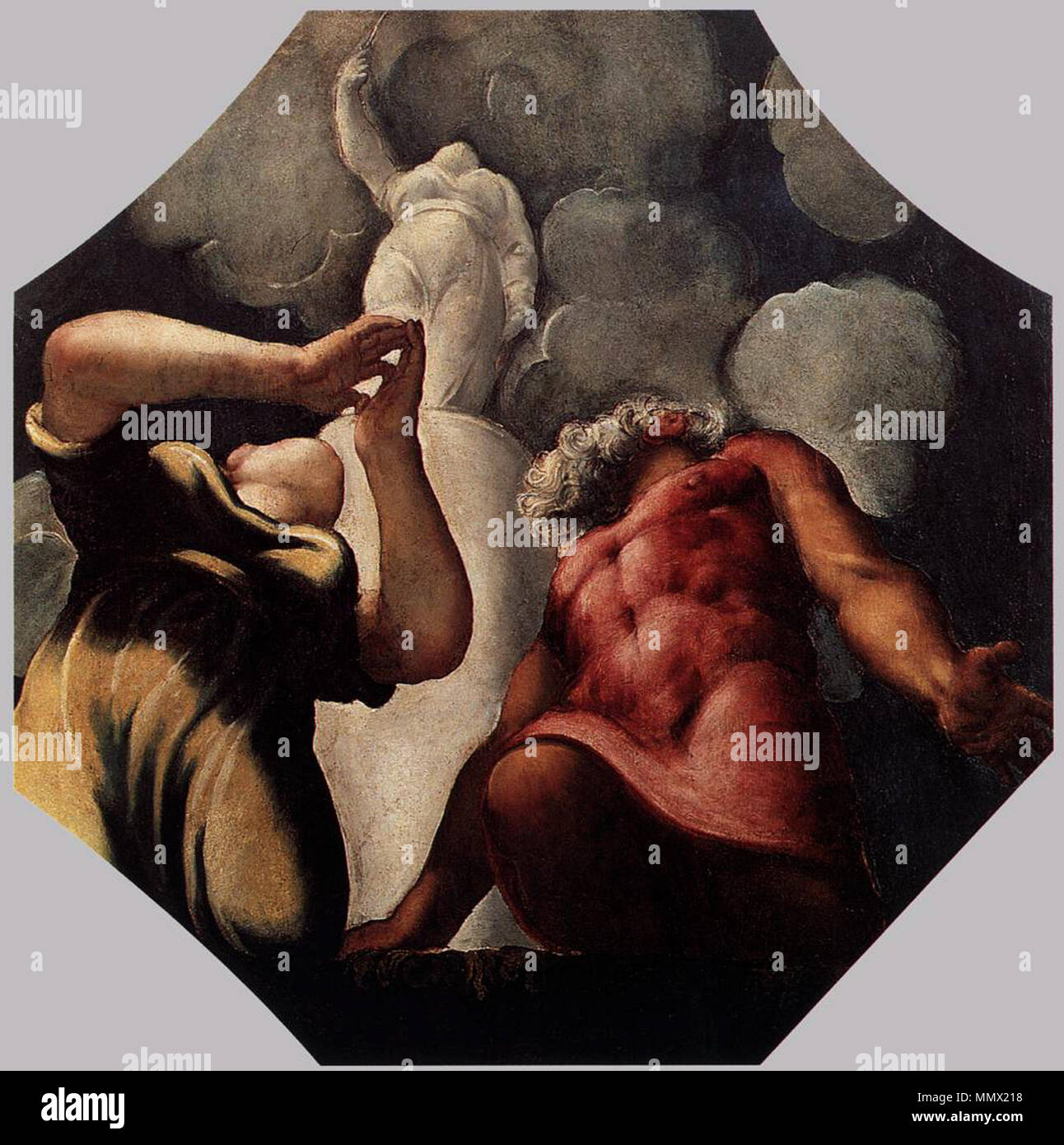 English: Deucalion and Pyrrha Praying before the Statue of the Goddess ...