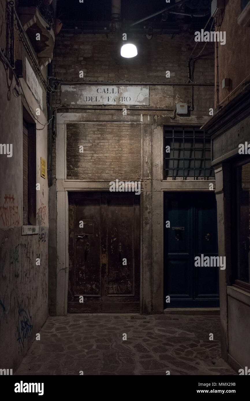 Back street at night, Venice, Italy Stock Photo - Alamy