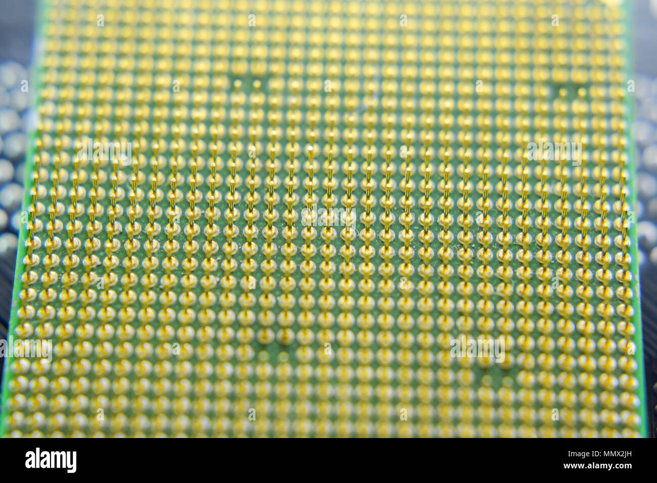 Computer processor, contact feet. Electronic board with electrical ...