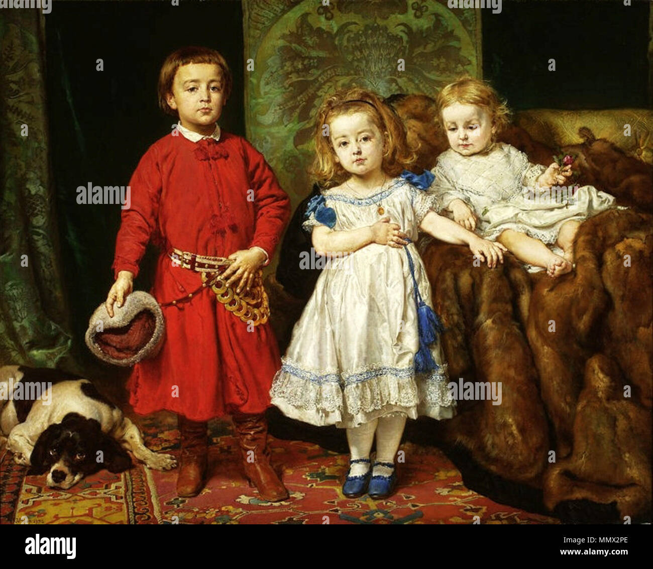 Portrait of artist's children: Tadeusz, Helena and Beata.. 1870 ...