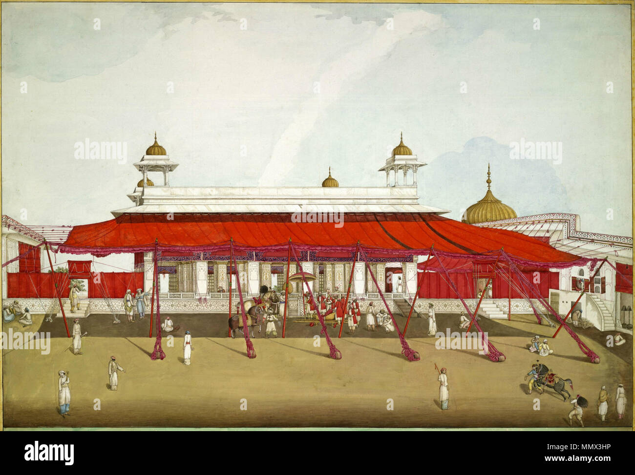 . English: Watercolour of the Divan-i Khass in the Palace in the Delhi ...