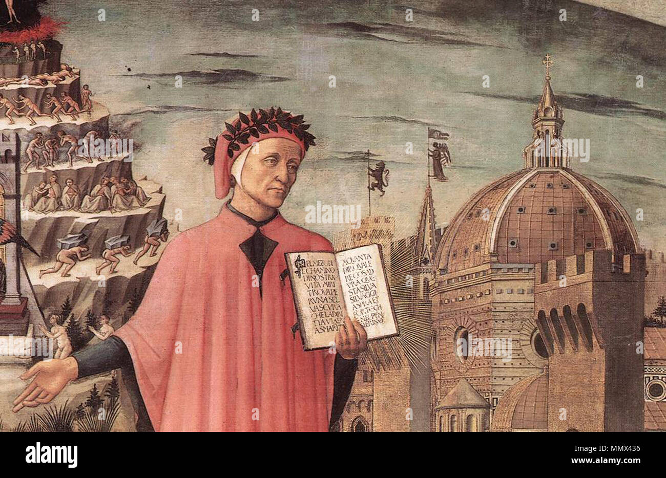 . detail Dante Illuminating Florence with his Poem. 1465. Domenico di ...