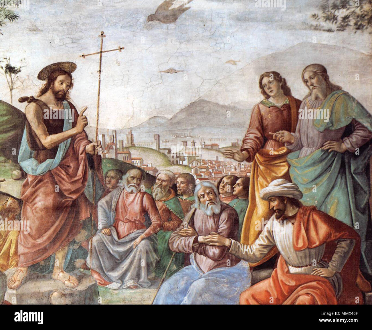 Preaching of St John the Baptist (detail). between 1486 and 1490 ...