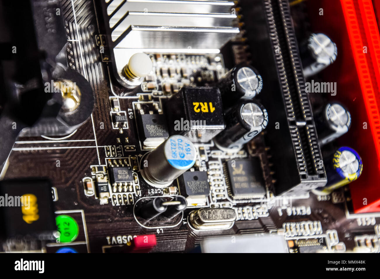 Electronic board with electrical components. Electronics of computer ...