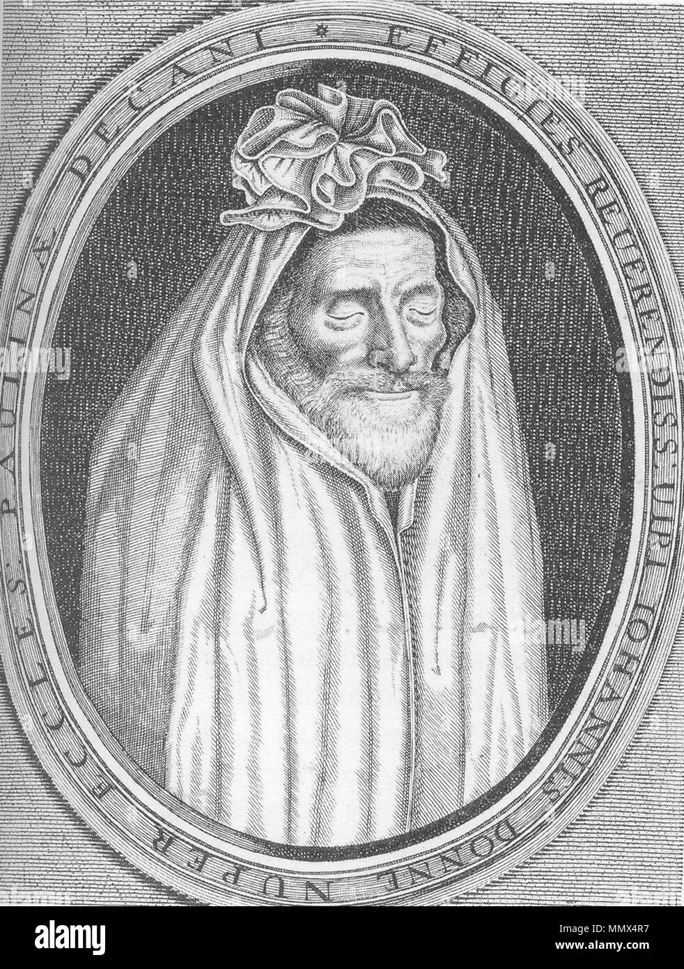 . John Donne in his shroud, engraved by Martin Droeshout. He posed in ...