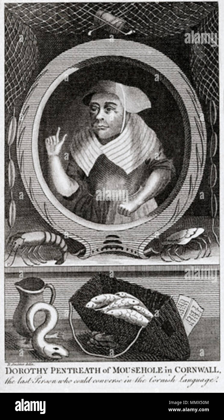 . English: Engraved portrait of Dorothy Pentreath, otherwise Dolly ...