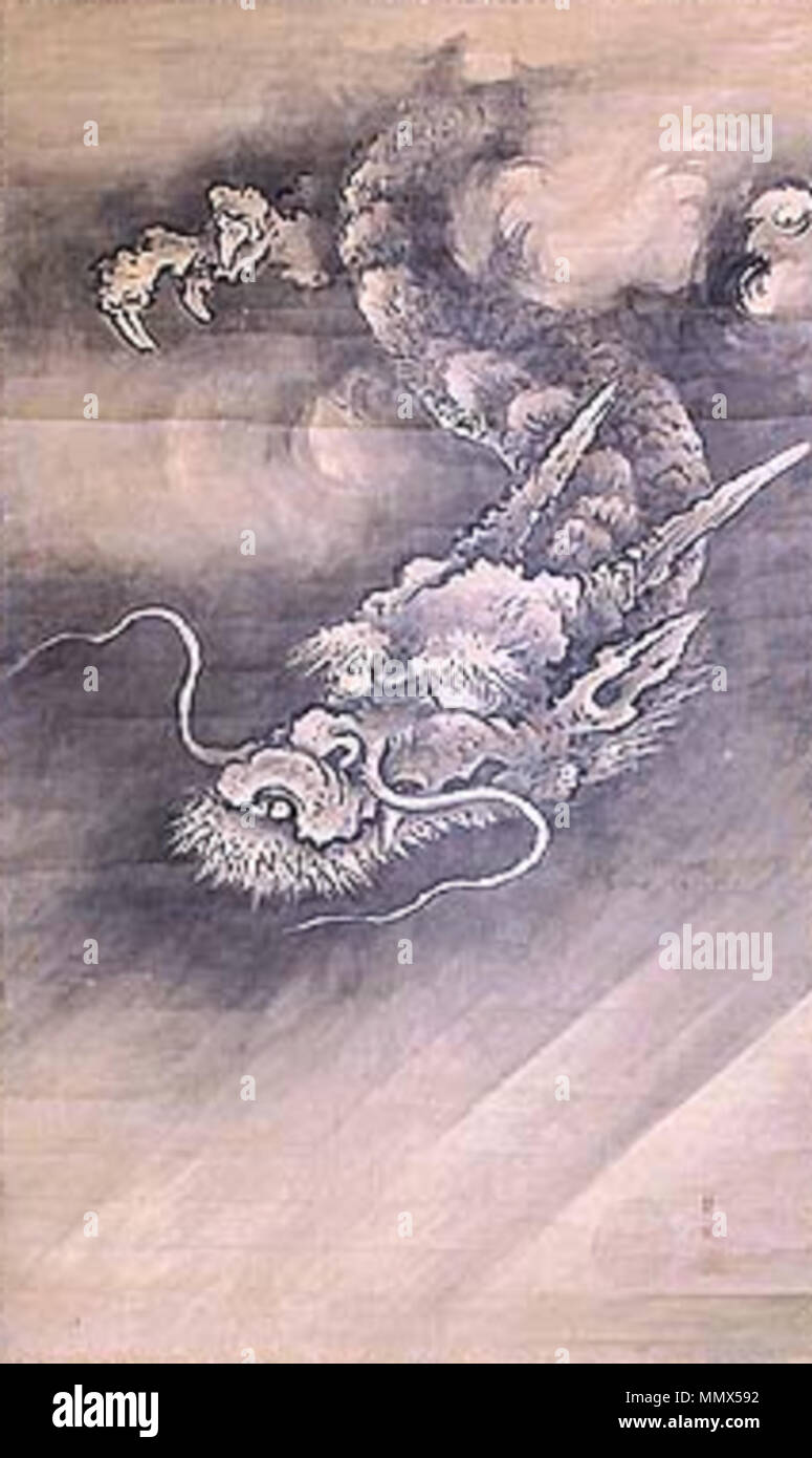 . English: Kannon flanked by a Dragon and a Tiger, by Kano Koi ...