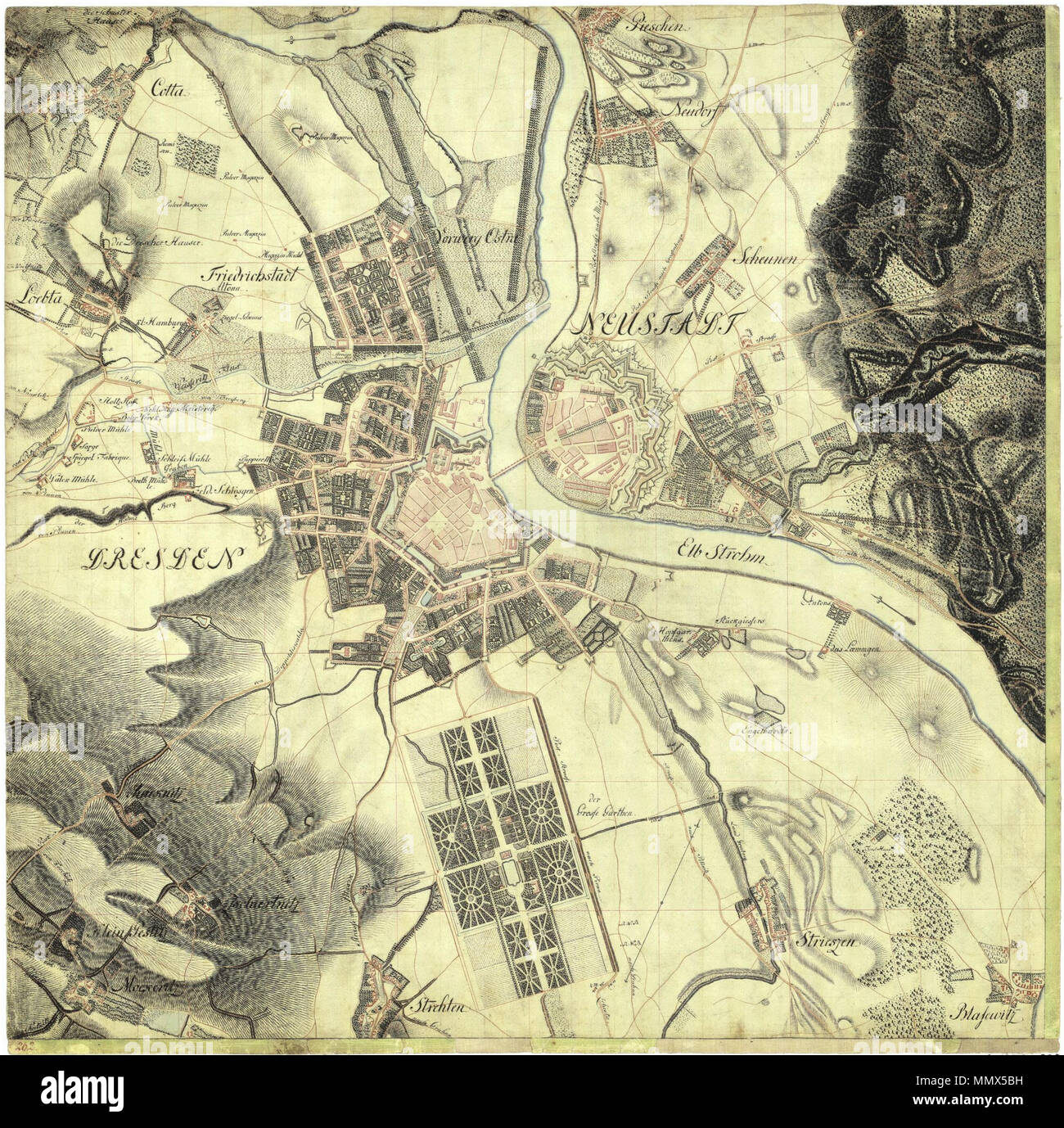 . Map of Dresden . between 1780 and 1806. Unknown Dresden 1780-1806 - 4 ...