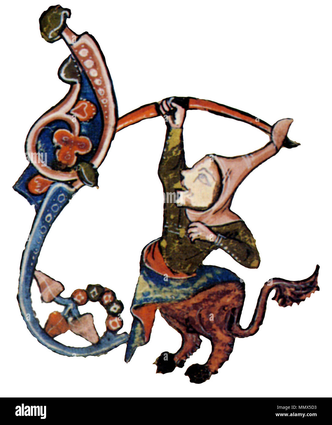 . English: Drollery (margin-creature), Jester Centaur . 1575. Anonymous ...