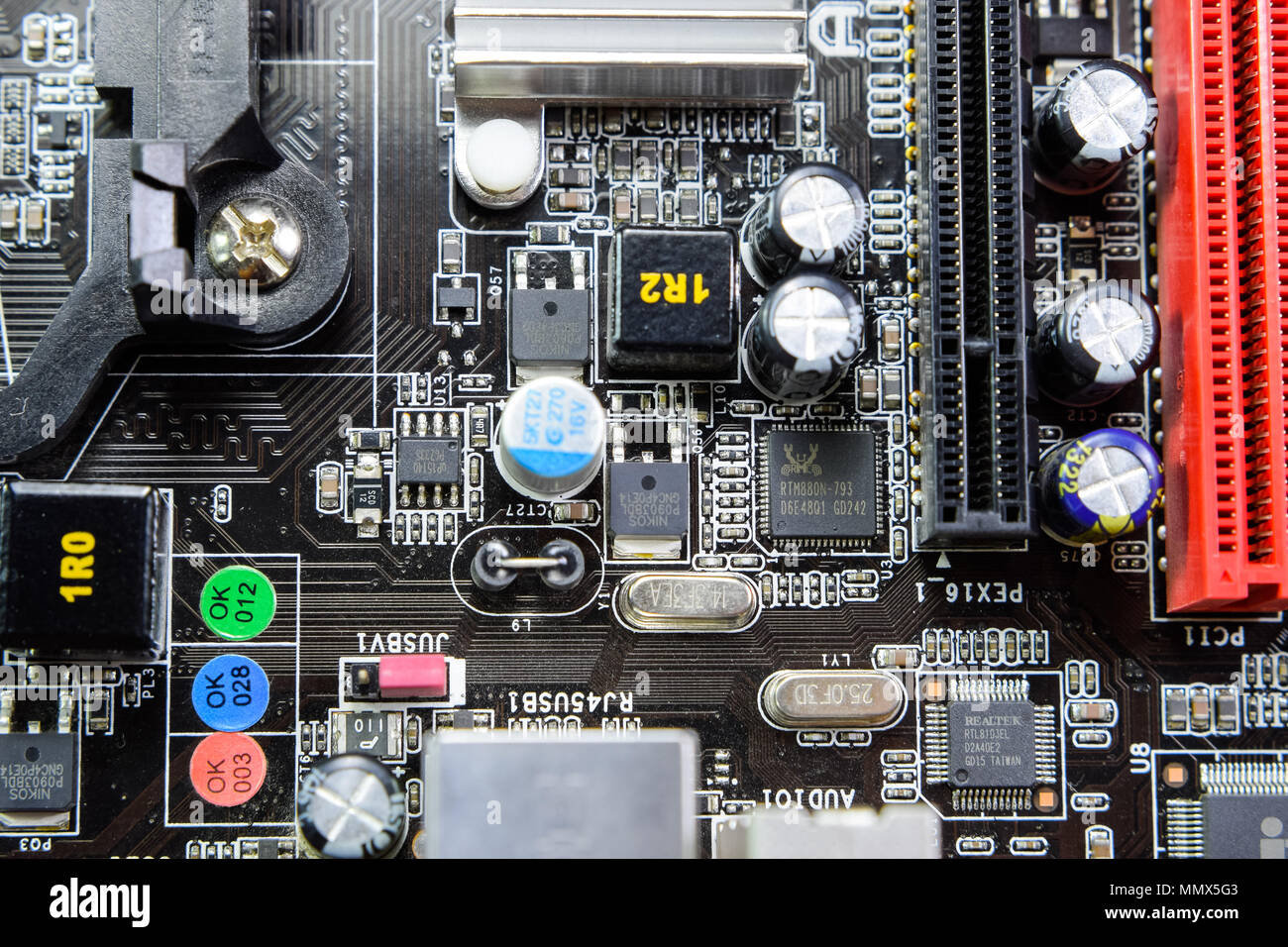 Electronic board with electrical components. Electronics of computer ...