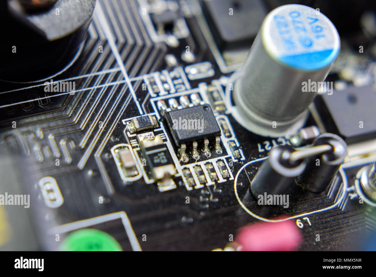 Electronic board with electrical components. Electronics of computer ...