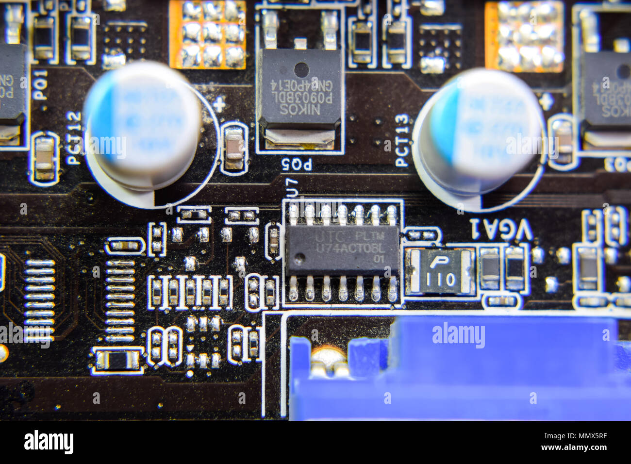 Electronic board with electrical components. Electronics of computer ...