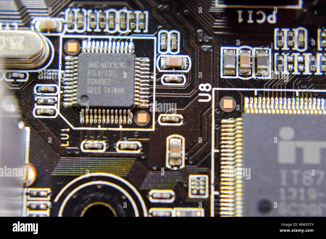 Electronic board with electrical components. Electronics of computer ...