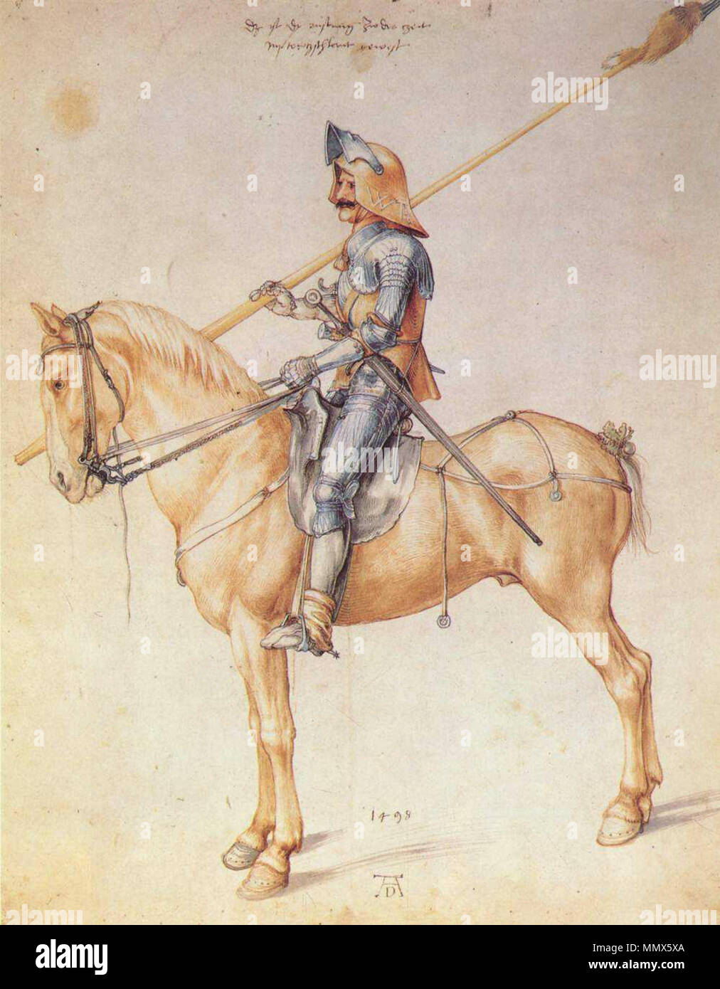 English: Study of a rider . 1498. Duerer - Studie Reiter 1495 Stock ...