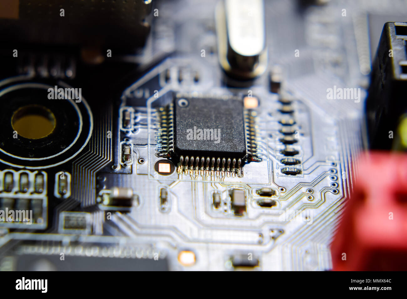 Electronic board with electrical components. Electronics of computer ...