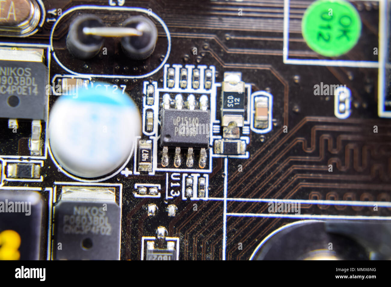 Electronic board with electrical components. Electronics of computer ...