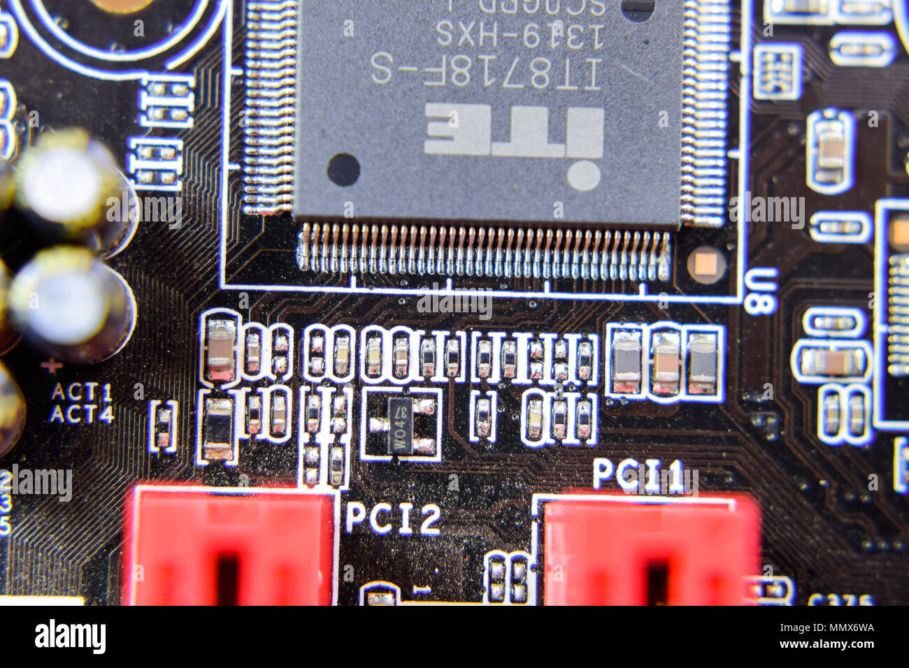 Electronic board with electrical components. Electronics of computer ...