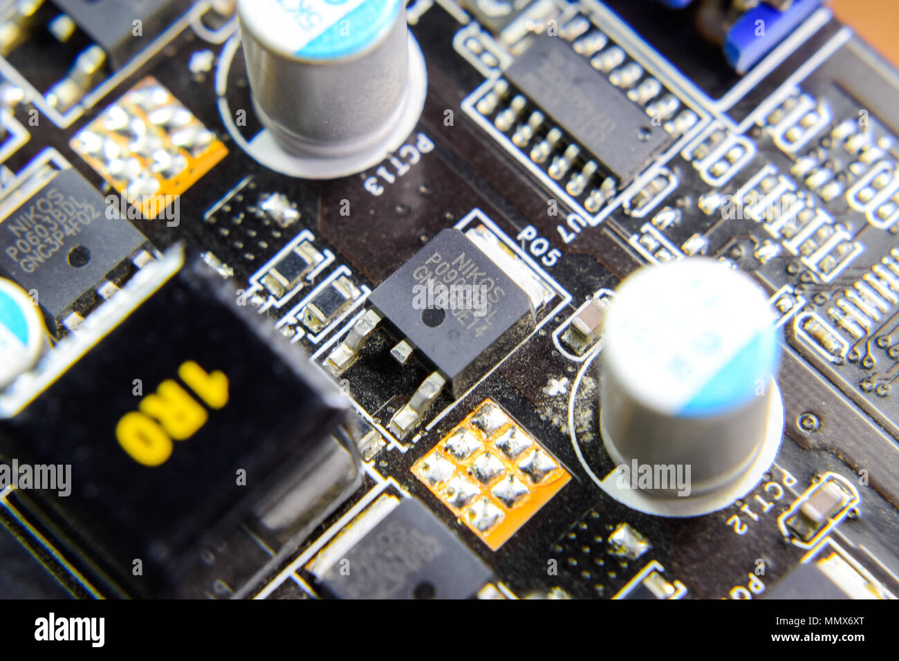 Electronic board with electrical components. Electronics of computer ...